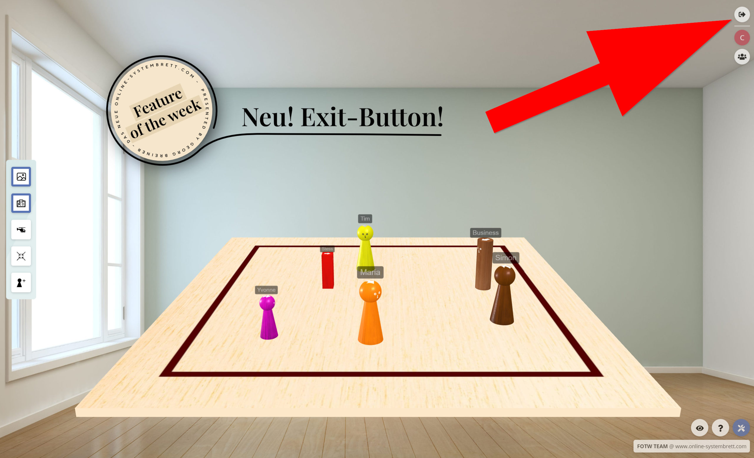 Exit-Button - online-Systembrett